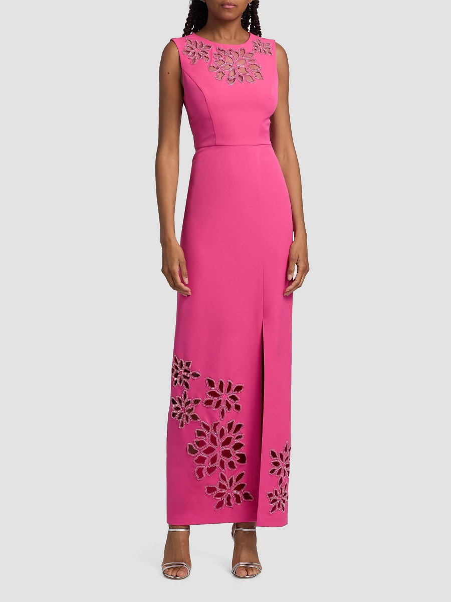KAY UNGER indiana embellished floral laser-cut column gown